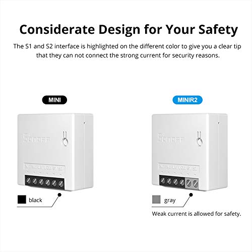 SONOFF Mini R2 10A Smart WiFi Wireless Light Switch, Universal DIY Module for Smart Home Automation Solution, Works with Alexa & Google Home Assistant, Compatible with IFTTT, No Hub Required (5-Pack)