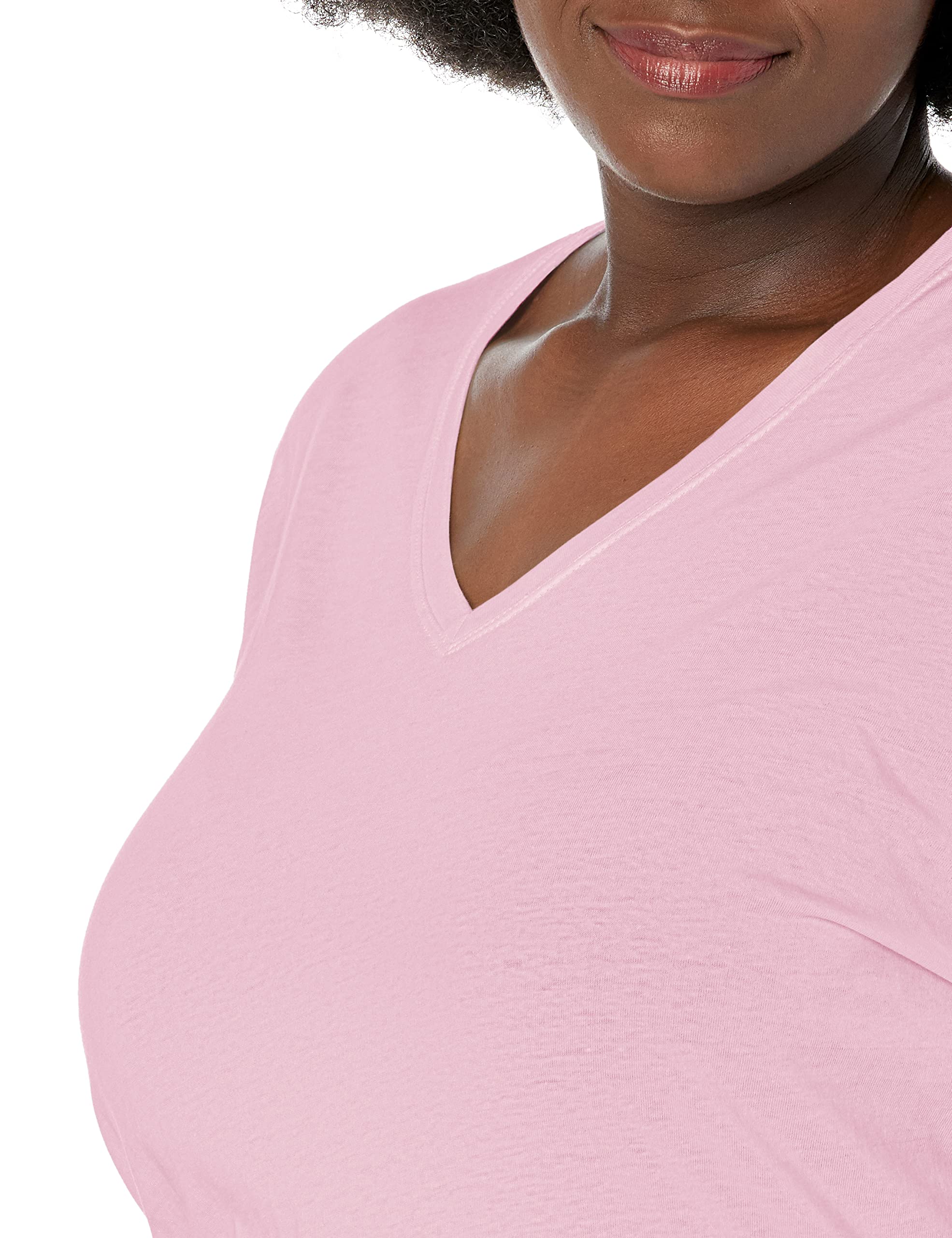 Just My Size Women's Plus Size Vneck Long Sleeve Tee, Pink Swish, 3X