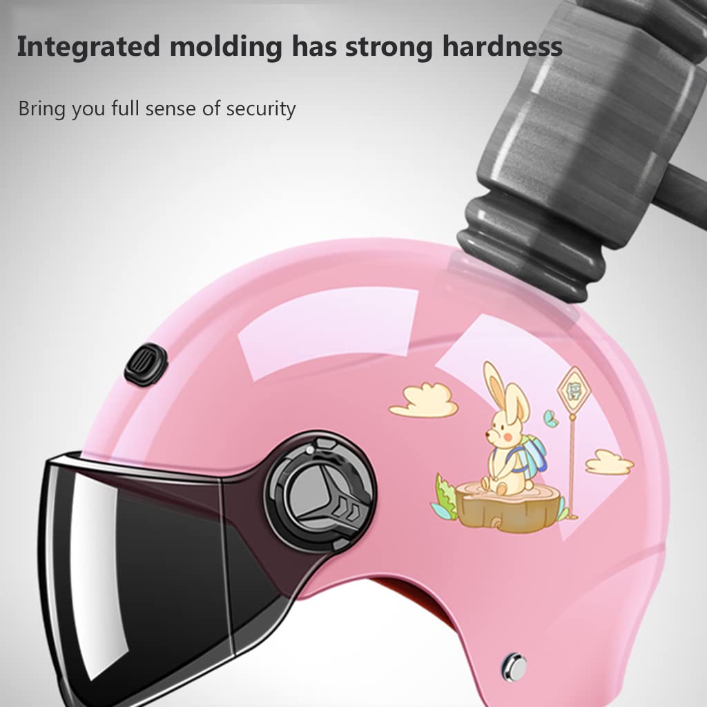 Cute Kids Motorcycle Half Helmet with Cat Ears, Child Ultra-Thin Half Shell Motorcycle Open Face Helmet Youth Moped Cap for 2-14 Years Old ATV Cruiser Scooter Helmet DOT Approved-B||54-60CM
