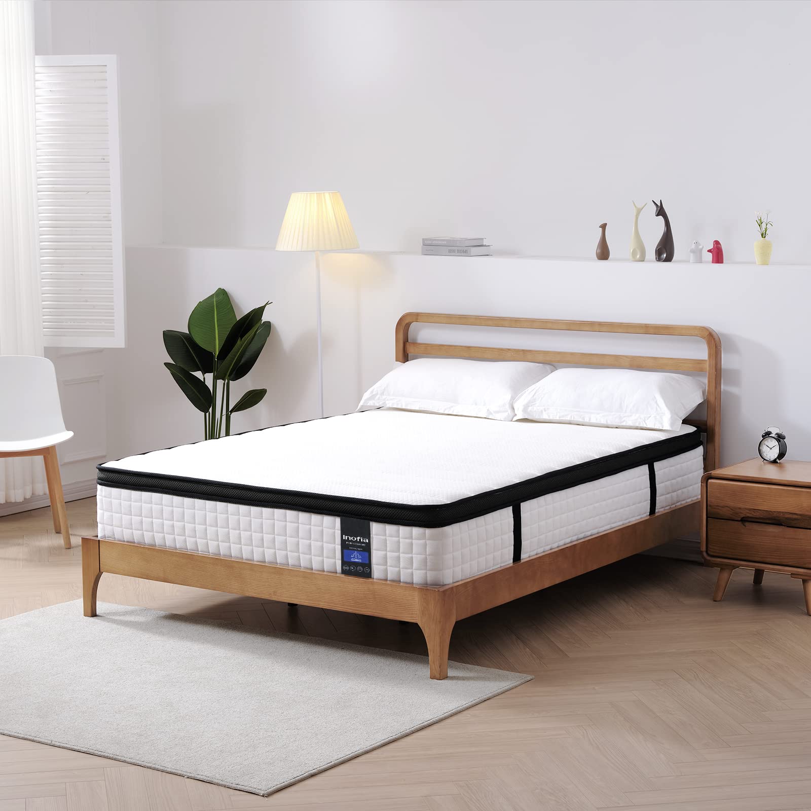 Inofia Full Mattress 12 inch - Hybrid Full Size Mattress Cool Bed with Waterproof Rayon Mattress Protector Included, Medium Firm Feel, Motion Isolation, 101 Nights Trial