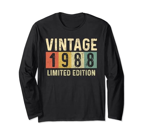 Vintage 1988 36th Birthday Gift Men Women 36 Years Old Long Sleeve T-Shirt