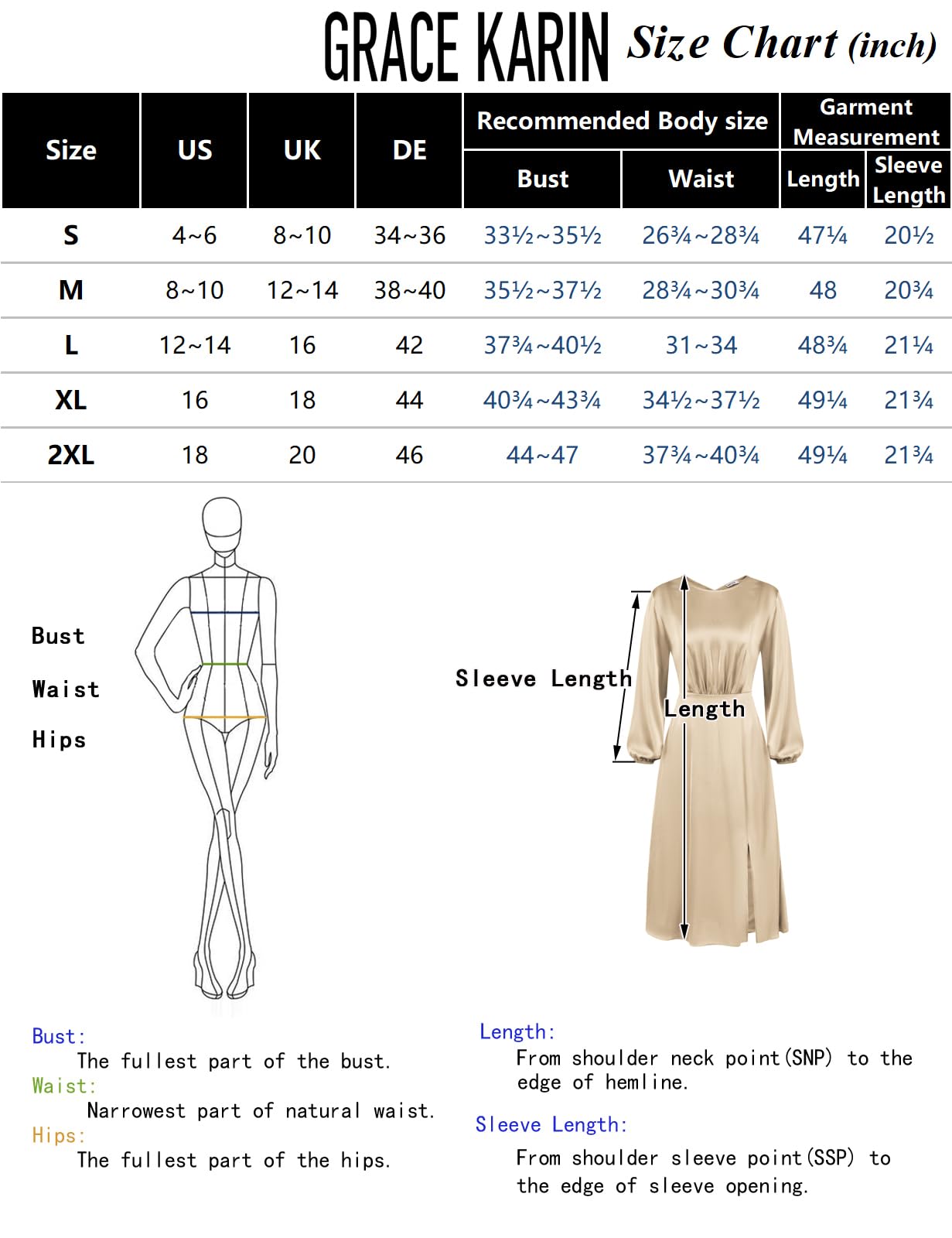 GRACE KARIN Long Sleeve Satin Midi Dress Fall Wedding Guest Dresses with Slit High Waist A-Line Midi Dress Solid Color Black S