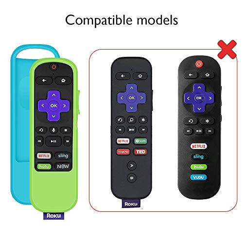2 Pack Silicone Protective Cases Compatible with TCL Roku TV Steaming Stick 3600R Remote Control, Lightweight Shockproof TV Remote Cover Anti Slip Remote Controller Cover Skin (Glow Blue + Glow Green)