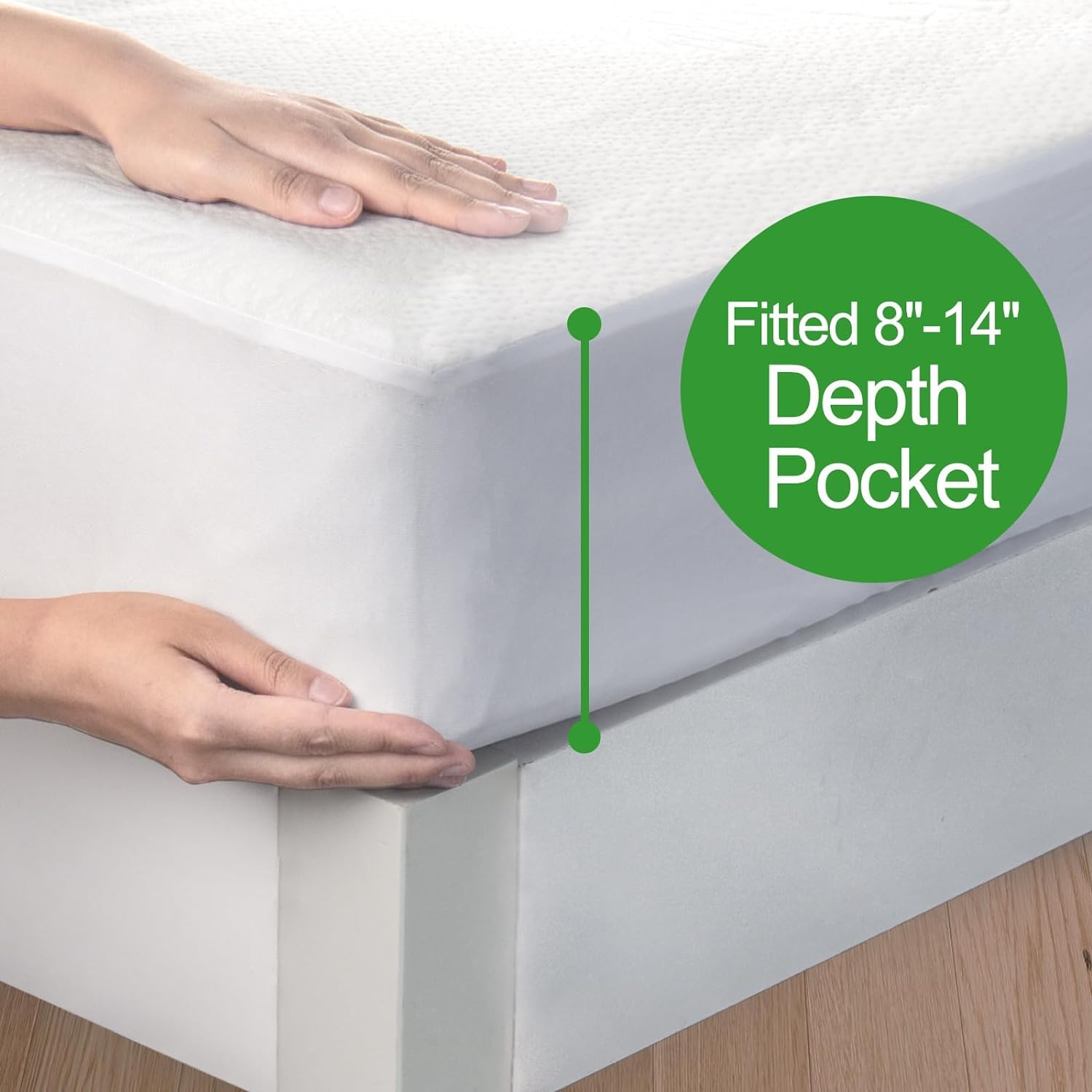 Twin Extra Long (XL) Mattress Protector Waterproof Cooling 3D Air Fitted up - 14" Deluxe Noiseless & Breathable Mattress Topper Pad Cover Twin XL Bed Sheets, Viscose Made from Bamboo
