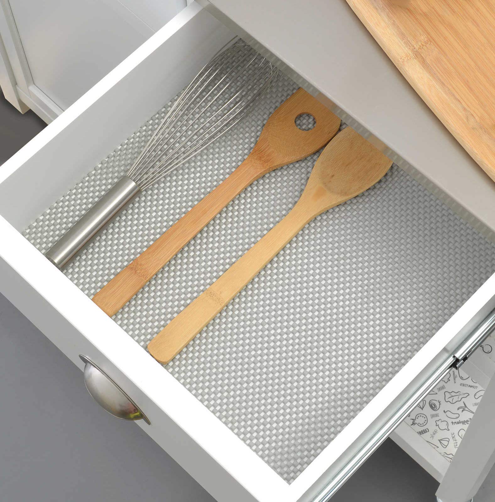 Drawer Liner Kitchen Cabinet Shelf Liner 12 inch by 20 feet Grey
