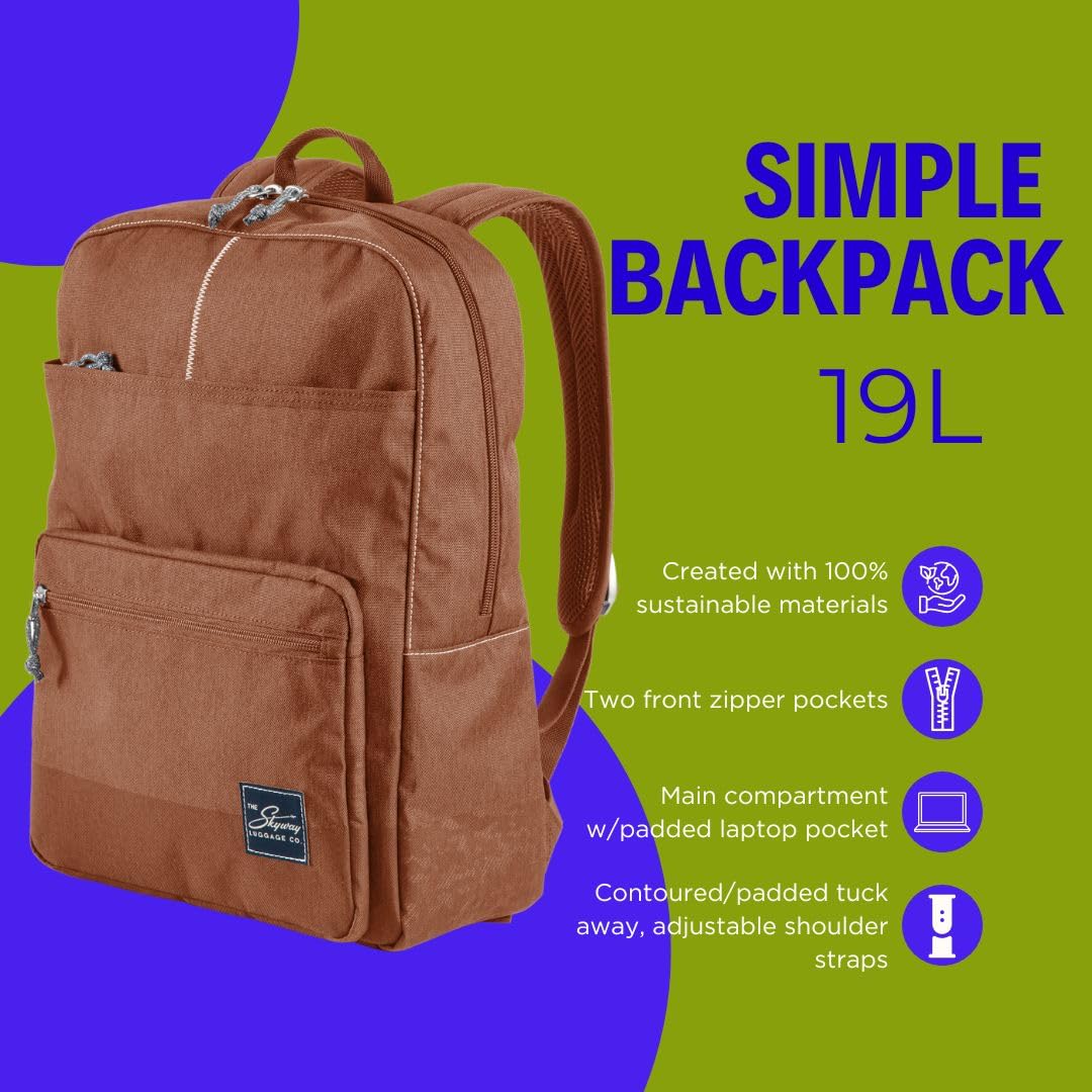Skyway Rainier Softside Lightweight Backpacks (Moab Red, Rolltop Commuter Backpack 20L)