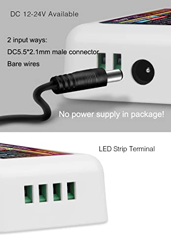 LGIDTECH FUT037 Miboxer RGB LED Strip Light 2.4GHz RF Wireless 4-Zone Controller Receiver Box,Used to 5050 2538 3528 LED Strips Light.Work with FUT096 B3 WL-Box1 Gateway,Compatible with Alexa via hub