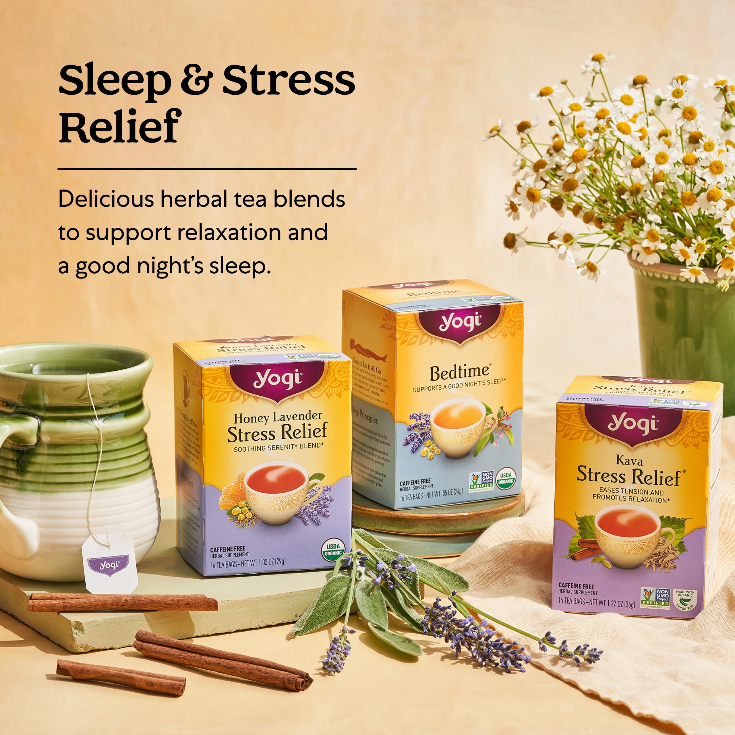 Yogi Tea - Kava Stress Relief (6 Pack) - Eases Tension and Promotes Relaxation - Caffeine Free - 96 Herbal Tea Bags