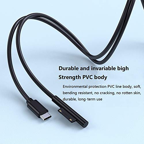 USECL Surface Connect to 65W USB-C Charging Cable Compatible with Microsoft Surface Go. Pro 7/6/ 5/4/ 3, Surface Book1/2,Surface Laptop1/2, Male USB-C Connector Black Cord 1.8Mtr(5.9FT). (Male)