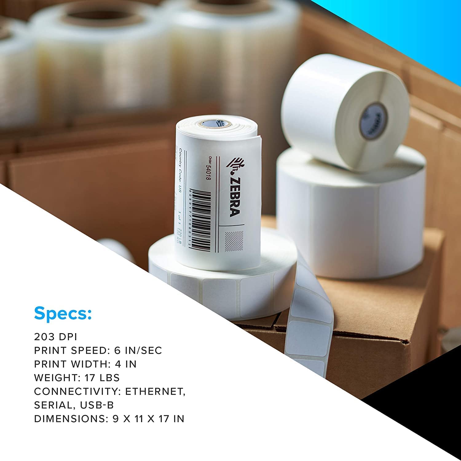 Zebra ZT230 Thermal Transfer and Direct Thermal Industrial Label Printer with Ethernet, Serial, USB Connectivity - 4" Print Width, 203 DPI, 6 IPS, Monochrome Barcode - ZT23042-T, JTTANDS