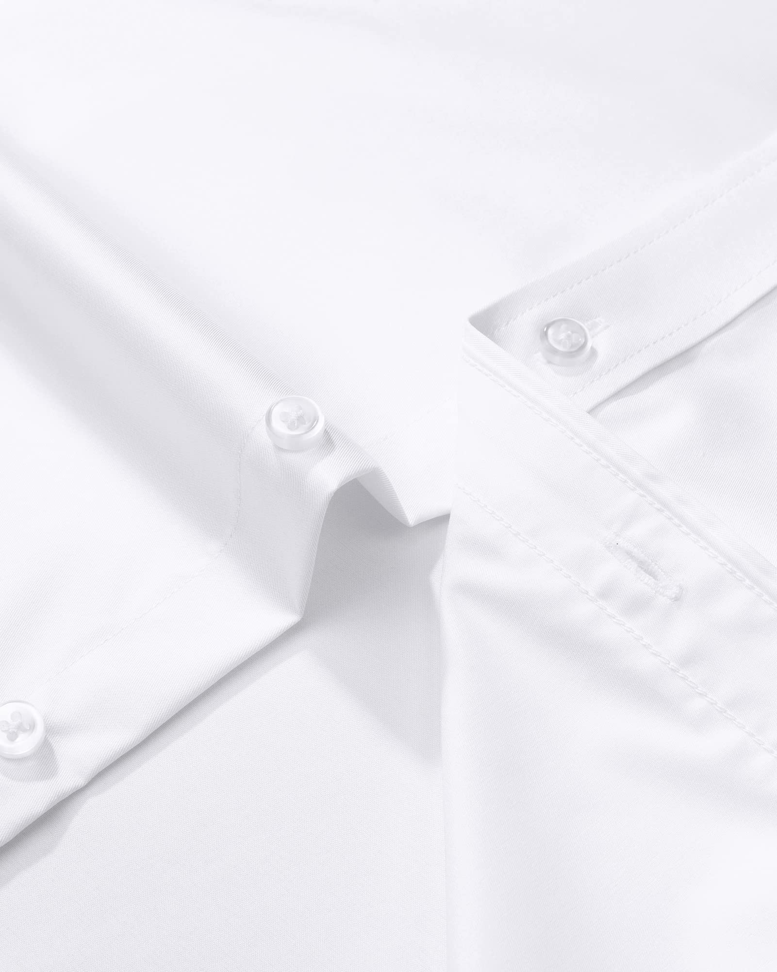 J.VER Men's Dress Shirts Solid Long Sleeve Stretch Wrinkle-Free Formal Shirt Business Casual Button Down Shirts White