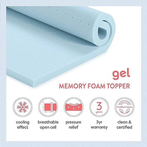 Best Price Mattress 2-inch Ventilated Gel Memory Foam Topper - Full, Blue