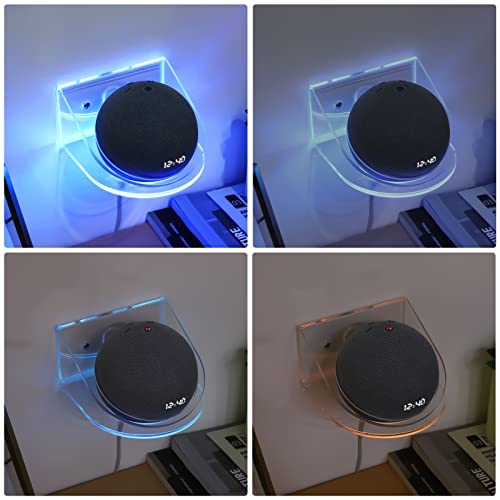 Kakajuelo Wall Mount for Echo Dot 4th/5th Generation, Speaker Mount for Echo Dot 5th Gen with Clock & Kids Edition, Transparent Light Guide Wall Mount Enhanced Halo Effect More Eye-Catching (1Pack)
