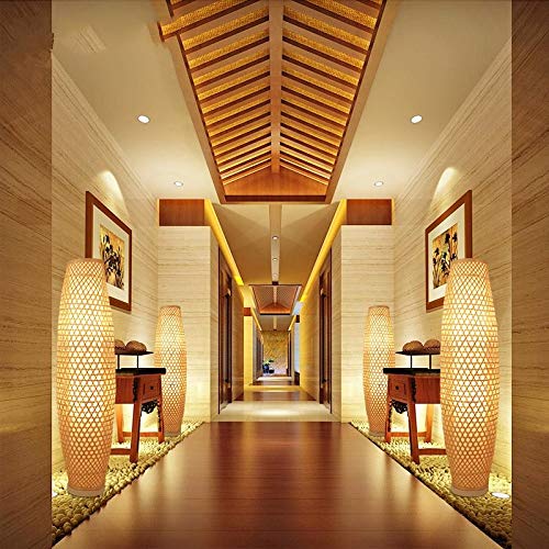 Floor lamp Bamboo Wicker Rattan Shade Vase Floor Lamp Fixture Rustic Asian Japanese Nordic Art Light Corridor Luminaria Fitting