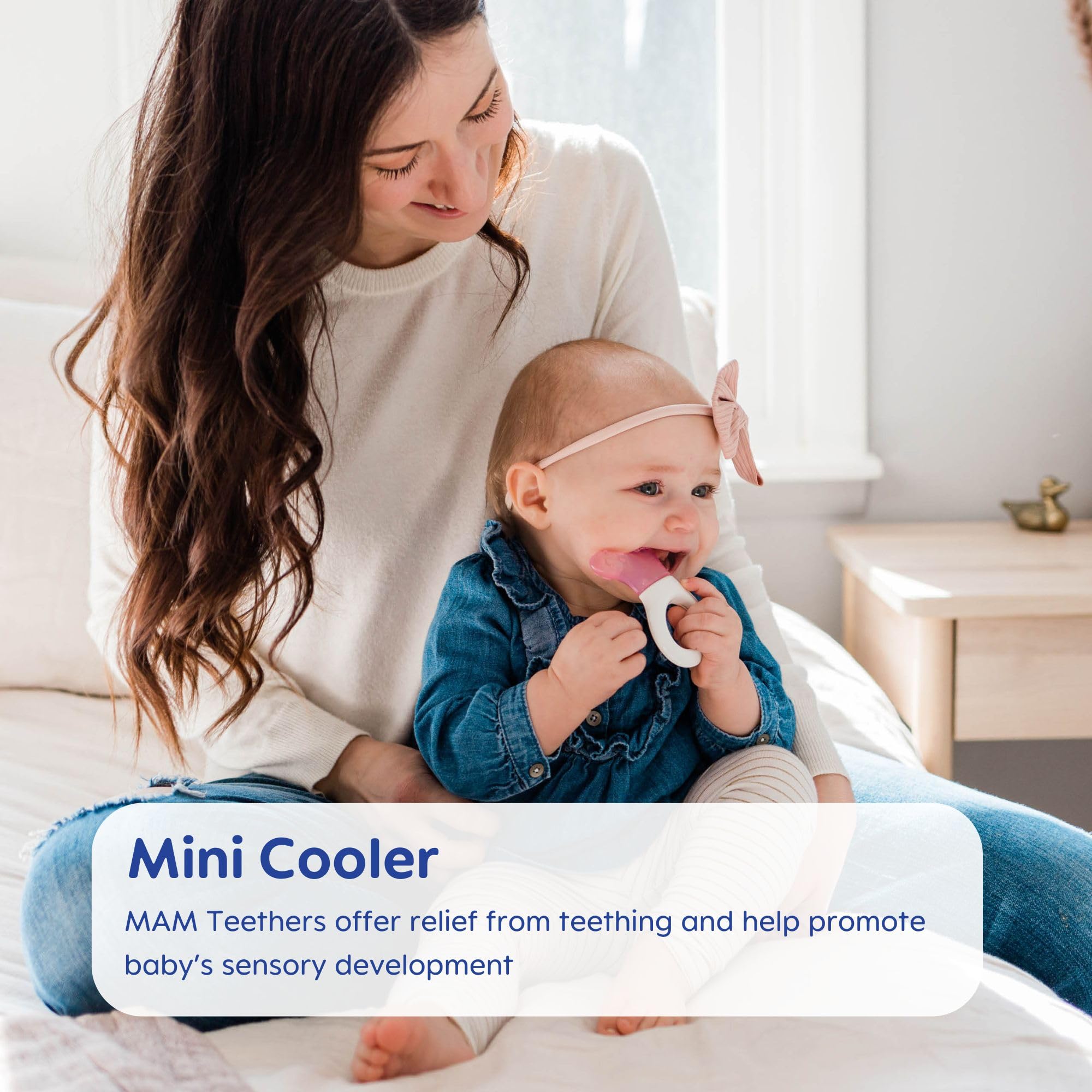 MAM Mini Cooler Teether with Clip Baby Teether, Cooling Mechanism Soothes Sore Gums, Relieves Teething Symptoms in Babies 2+ Months, 1 Pack, 2+ Months, Boy