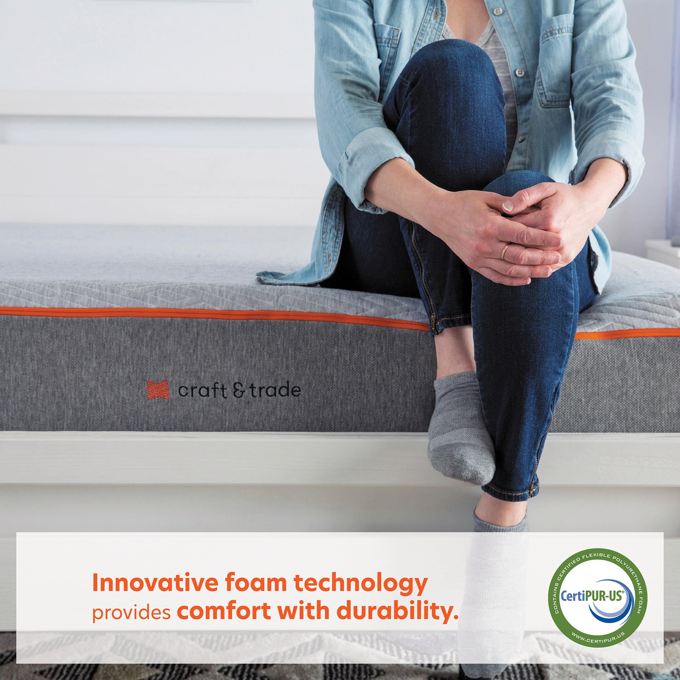 Craft & Trade 8-Inch Risewell Memory Foam Mattress, Bed-in-a-Box, CopperGel Cooling, CertiPUR-US Certified, Twin XL, 100 Night Trial