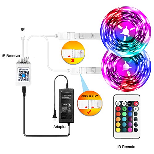 phopollo Led Strip Light, 65.6ft led Light Strips with Remote & App,Music Sync Mode with Mic, Smart Flexible12v Led Lights for Bedroom Ceiling, Party,Stairs((2 Rolls of 32.8ft)