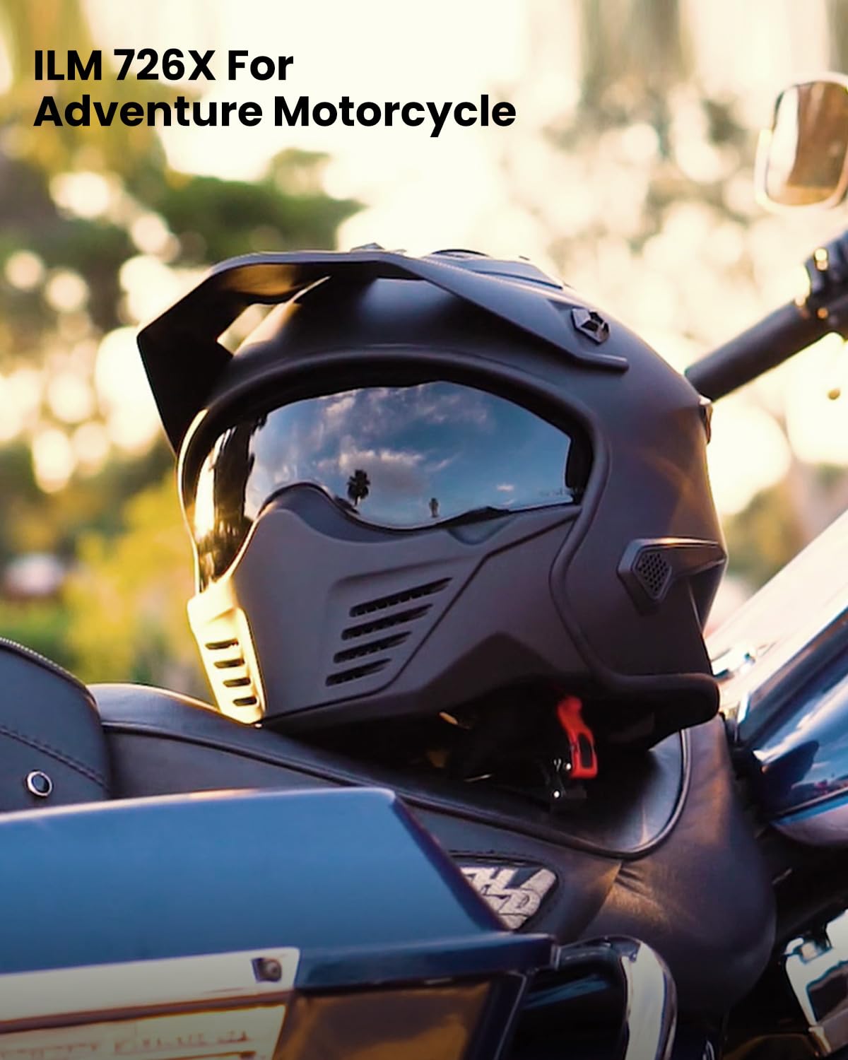 ILM Open Face Motorcycle 3/4 Half Helmet for Dirt Bike Moped ATV UTV Motocross Cruiser Scooter DOT Model 726X (Matte Black,M)