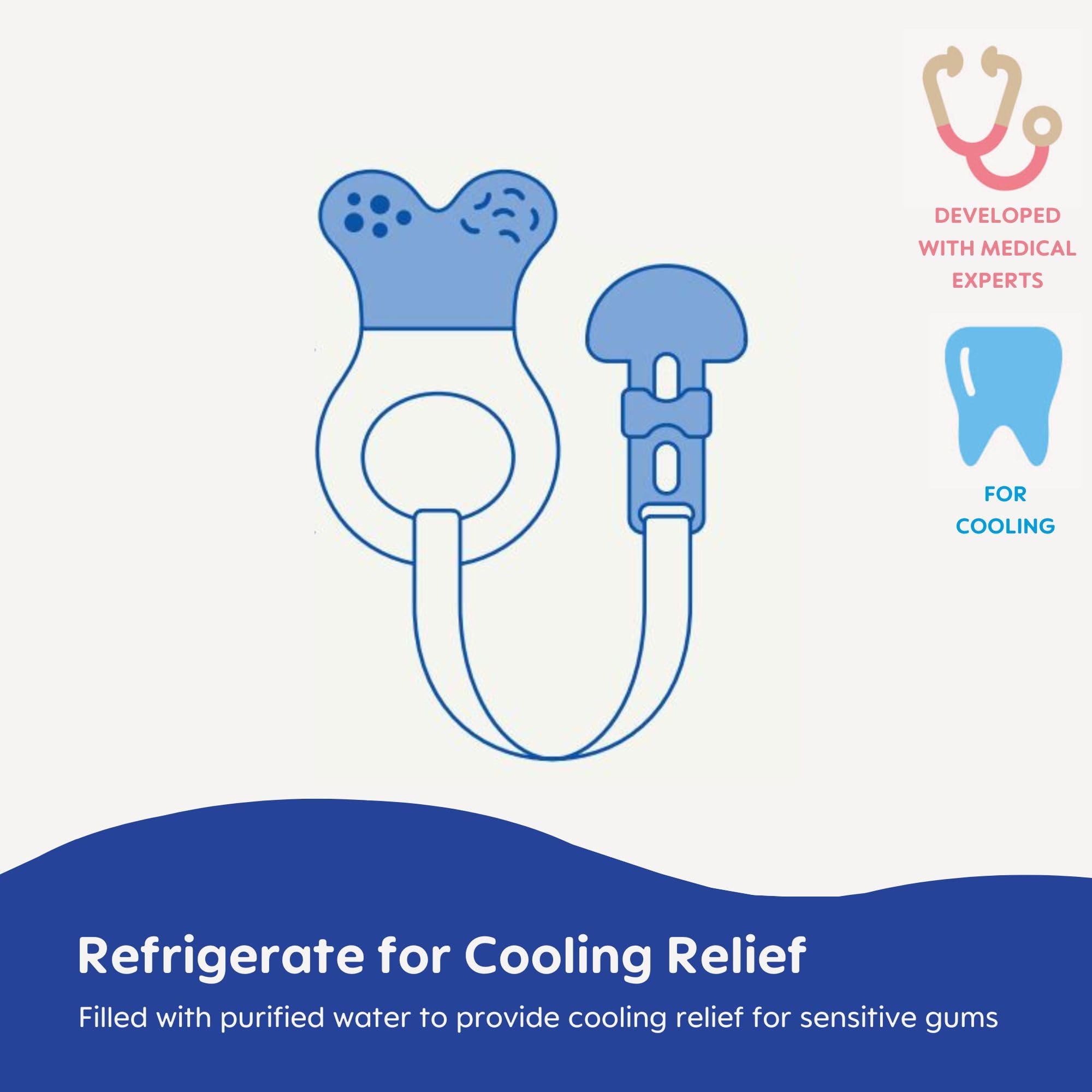 MAM Mini Cooler Teether with Clip Baby Teether, Cooling Mechanism Soothes Sore Gums, Relieves Teething Symptoms in Babies 2+ Months, 1 Pack, 2+ Months, Boy