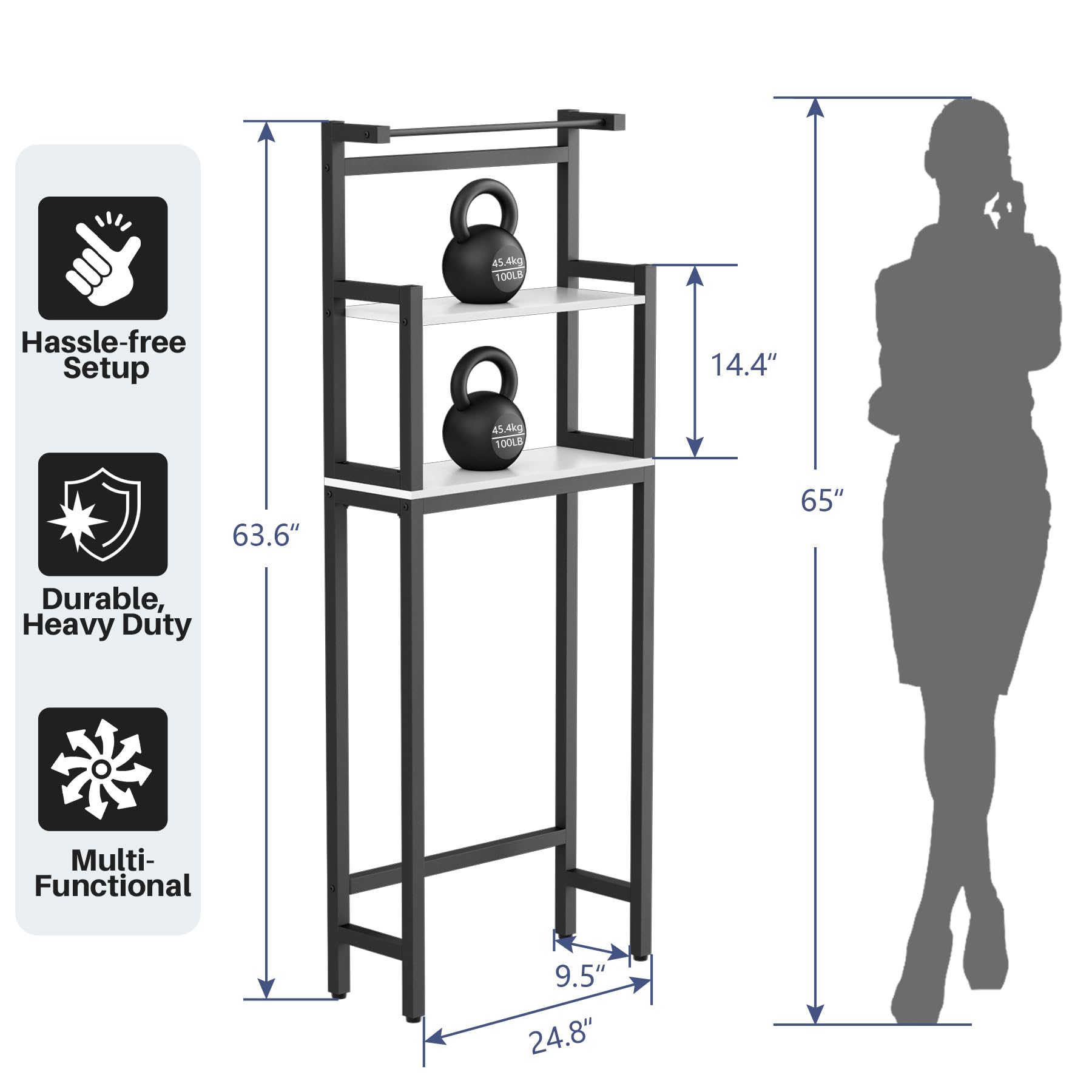 Aquzee Bathroom Shelf Over Toilet, Heavy Duty Space Saving 3-Tier Storage Shelving Rack Organizer