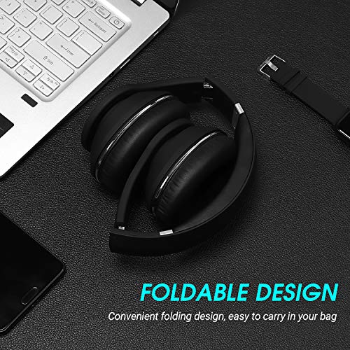 August EP640 Bluetooth Headphones - Wireless Over Ear Headphones with aptX / NFC / 3.5mm Audio In / Headset Microphone - Black