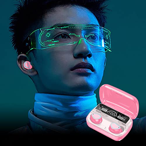 Sport Bluetooth 5.2 Earbuds,Wireless Earphones in-Ear with Microphone, Stereophones HiFi Stereo Sound Intelligent Noise Reduction, Headset with Wireless Dual Core Fast Charging Case (Pink)