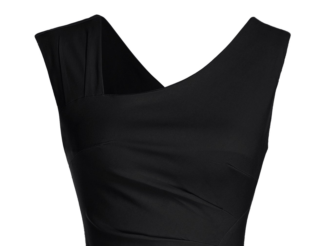 MUXXN Women's Sleeveless V Neck Knee Length Bridesmaid Wedding Guest Pencil Dress Black M