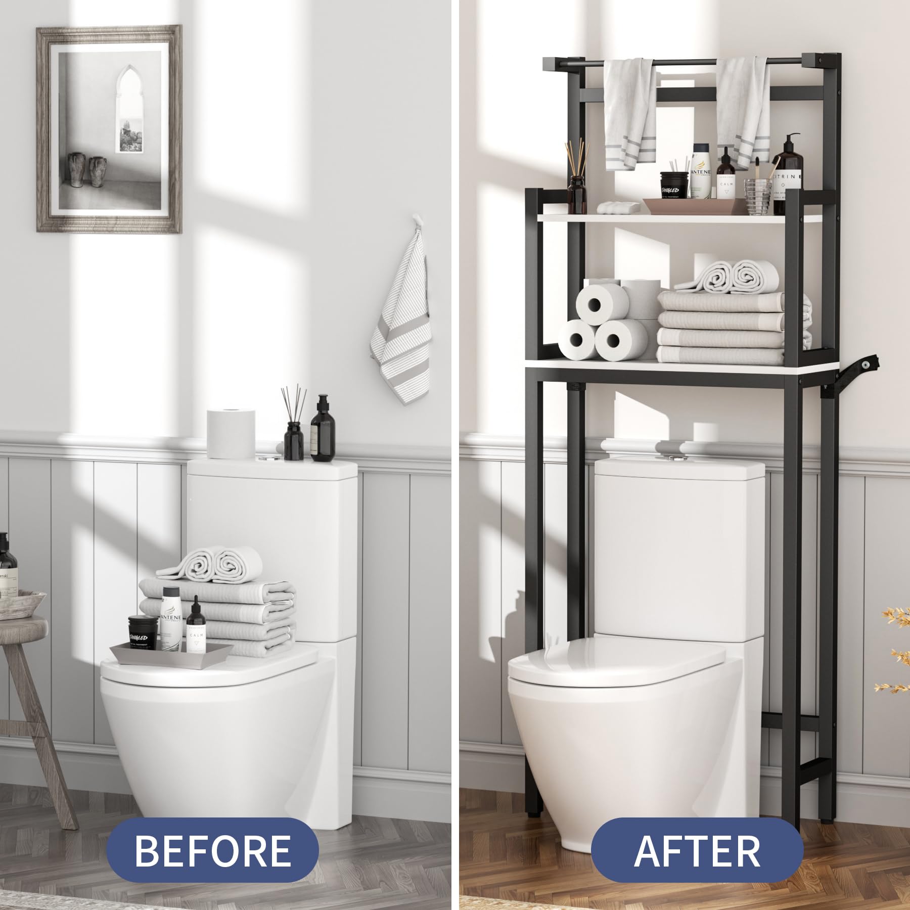 Aquzee Bathroom Shelf Over Toilet, Heavy Duty Space Saving 3-Tier Storage Shelving Rack Organizer