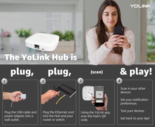 YoLink Smart Home Starter Kit 1/4 Mile World's Longest Range Smart Home Security System Include Smart Hub, Wireless Door Sensor, Water Leak Sensor, and Alexa Google Assistance IFTTT Enabled Smart Plug