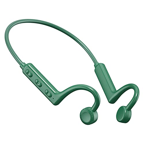 areclern Bone Conduction Earphone Headset IPX5 Wateproof Sport Earbuds Wireless Headphone Non-Slip for Driving Gaming Green