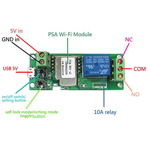 Onyehn SONOFF USB 5V DIY 1 Channel Jog Inching Self-Locking WiFi Wireless Smart Home Switch APP Remote Control Module for iOS/Android