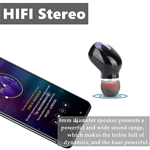 Wireless Earbuds, Single Bluetooth Earbud 5.0, Mini Invisible Headset, in-Ear Headphone with Charging Cable, HiFi Stereo Headset for Sports Driving, 5 Hrs Playtime for iOS Android Phones PC (Black)