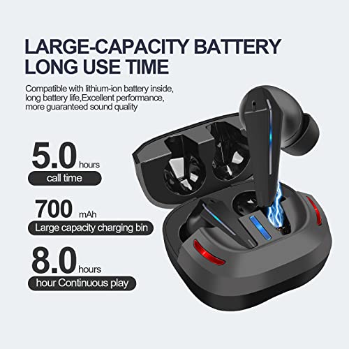 CAIMOSHY Wireless Bluetooth Earbuds 50Hrs Playtime with Clear Call Low Latency Sweatproof Waterproof Earbuds for Gaming and Sports (Black)