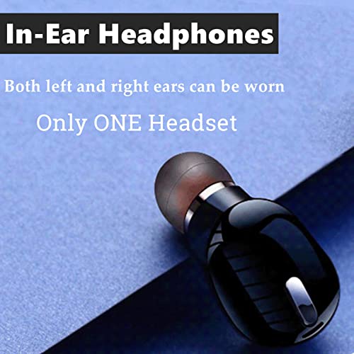 Wireless Earbuds, Single Bluetooth Earbud 5.0, Mini Invisible Headset, in-Ear Headphone with Charging Cable, HiFi Stereo Headset for Sports Driving, 5 Hrs Playtime for iOS Android Phones PC (Black)