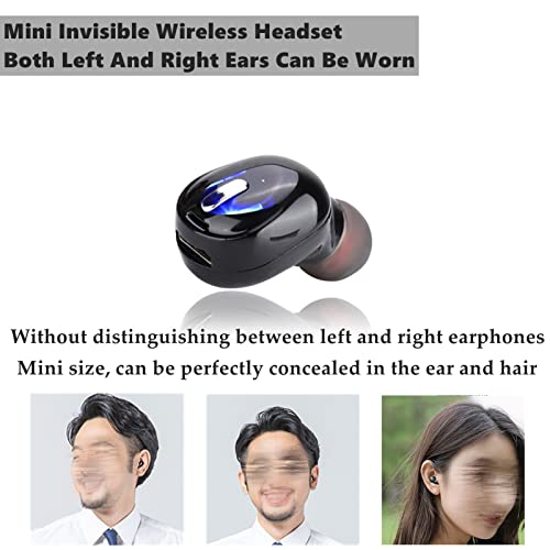 Wireless Earbuds, Single Bluetooth Earbud 5.0, Mini Invisible Headset, in-Ear Headphone with Charging Cable, HiFi Stereo Headset for Sports Driving, 5 Hrs Playtime for iOS Android Phones PC (Black)
