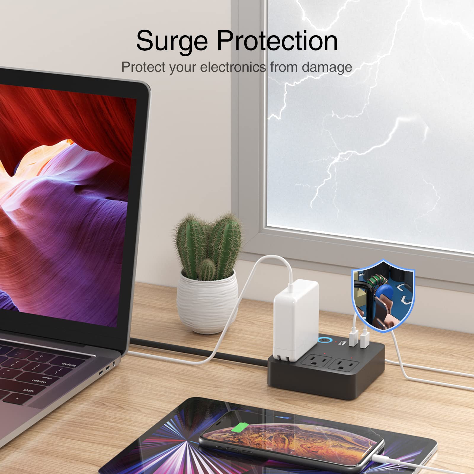 GHome Smart Plug Power Strip, WiFi Surge Protector Work with Alexa Google Home, Smart Outlets with 3 USB 3 Charging Port, Multi-Plug Extender for Home Office Cruise Ship Travel, 10A