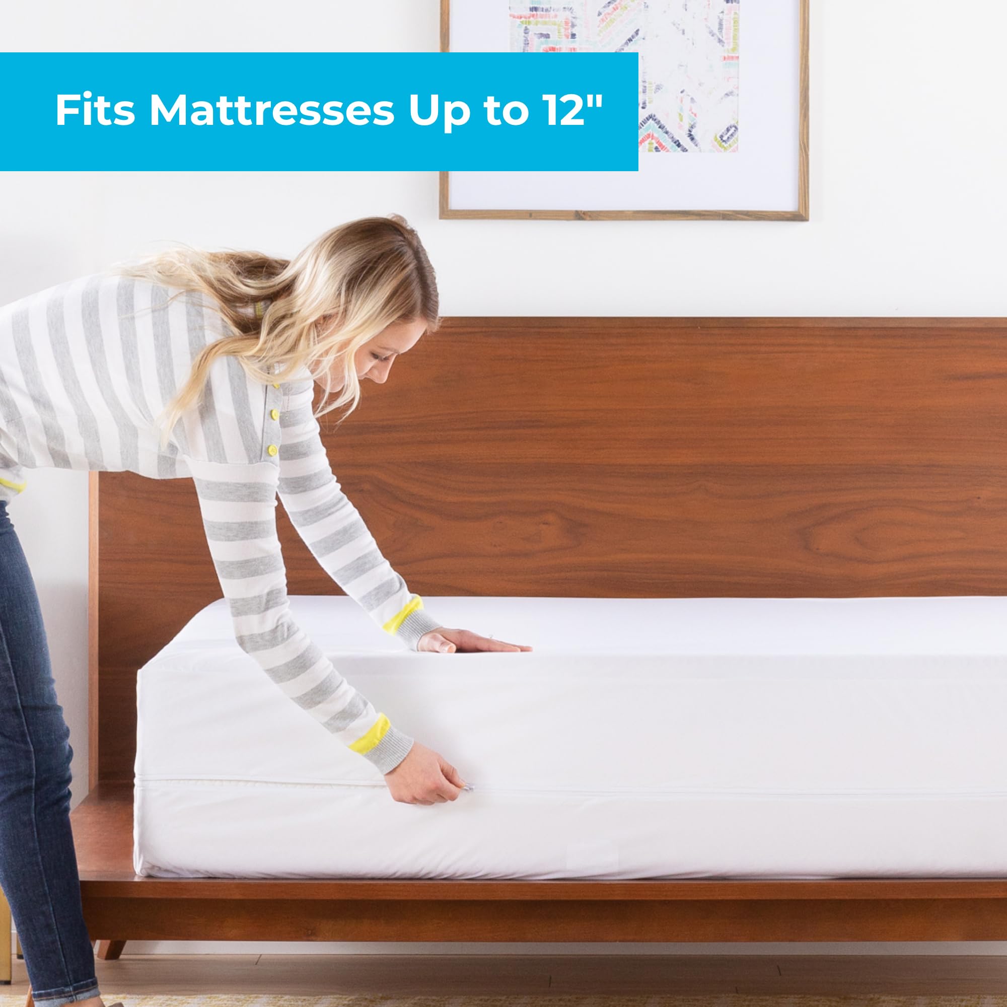 Linenspa Zippered Mattress Encasement - Waterproof & Bed Bug Proof - Premium Noiseless & Absorbent Cover – Full XL,White