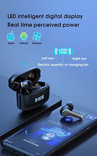 M48-Wireless Bluetooth Headset,Wireless Earbuds,Noise Cancelling Earbud,HD Sound Quality,deep bass,Sports Game headse,IPX6 Waterproof Stereo, Support to Summon The Voice Assistant, Black