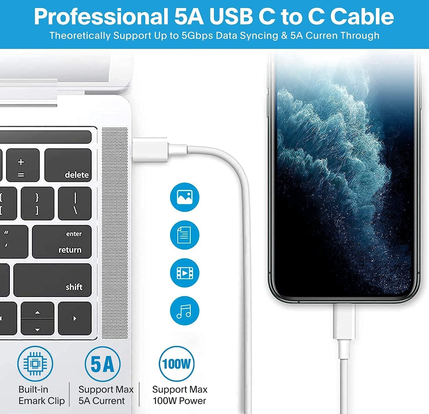 MacBook USB C Charger for MacBook Air/MacBook Pro/Mac Charger USB C Laptop Chargers, 96W Mac Book Pro Charger Block, USBC Computer Power Adapter, Included Type C Cable
