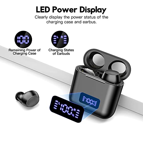 bonabest S9 Wireless Earbuds, Wireless Bluetooth 5.3 Earbuds with LED Charging Case, IPX7 Waterproof Deep Bass Stereo in-Ear Ear Buds Wireless Bluetooth Earbuds Built in Mic for iOS & Android, Black