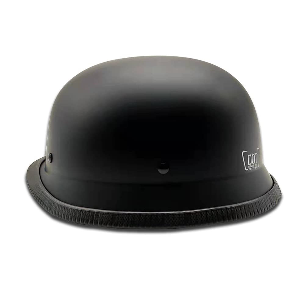 German Style Motorcycle Helmet, Thin Skull Cap Half Helmet for Adult Men Women, Novelty DOT Half Shell Helmet, Retro Half Face Helmet for Cruiser Scooter Chopper, DOT Approved (Matte Black, Large)