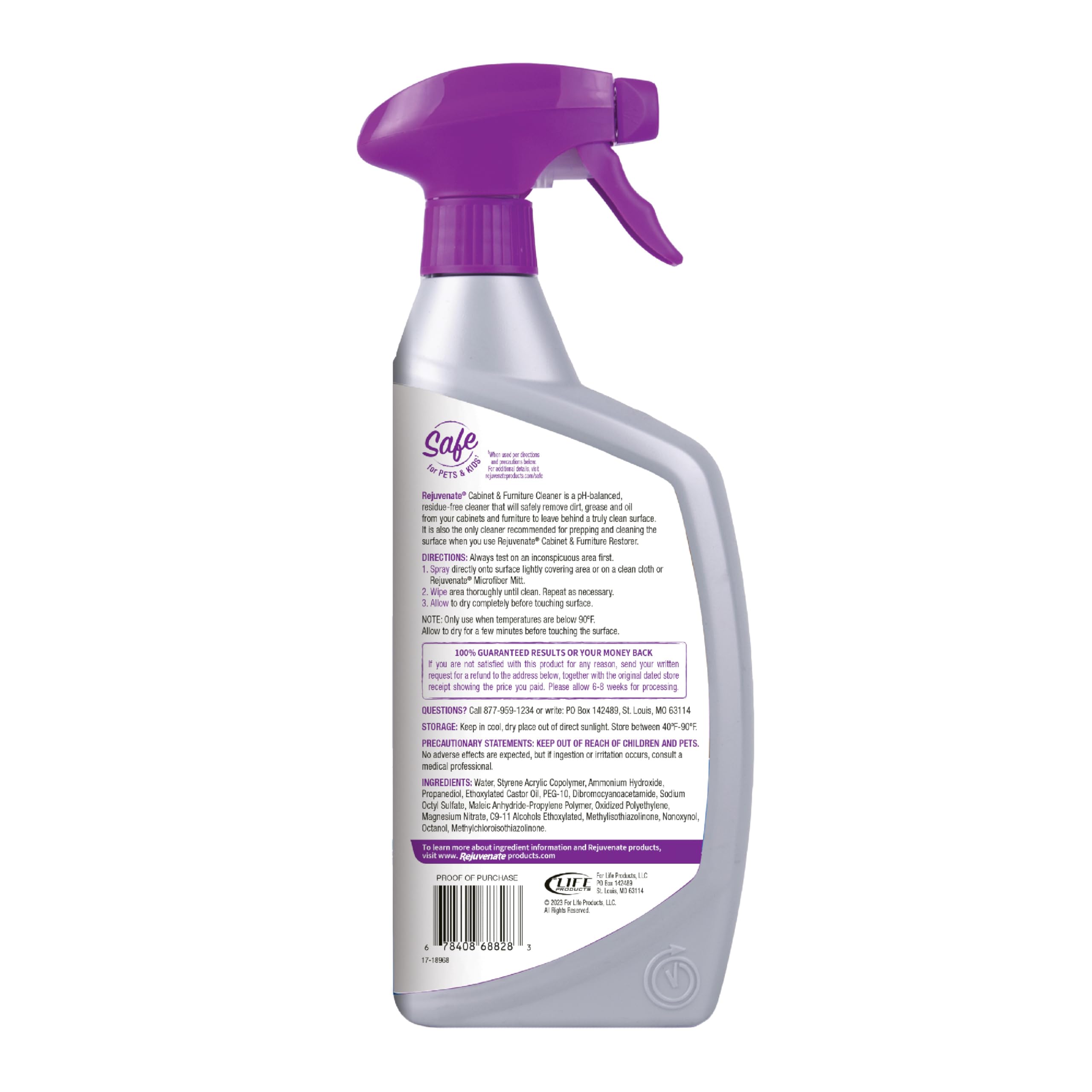 Rejuvenate Cabinet & Furniture Cleaner pH Neutral Streak and Residue Free Cleans Restores Protects