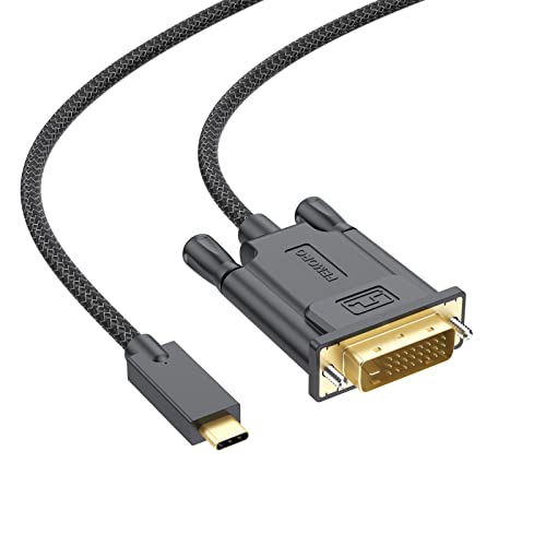 FEMORO USB C to DVI Cable 3 Feet, USB-C (Thunderbolt 3 Compatible) to DVI Cable [Support DVI 4K, 24K Gold Plated, Braided] Compatible for MacBook Pro 2016-2020, Surface Book 2, Dell XPS 13/15, Galaxy