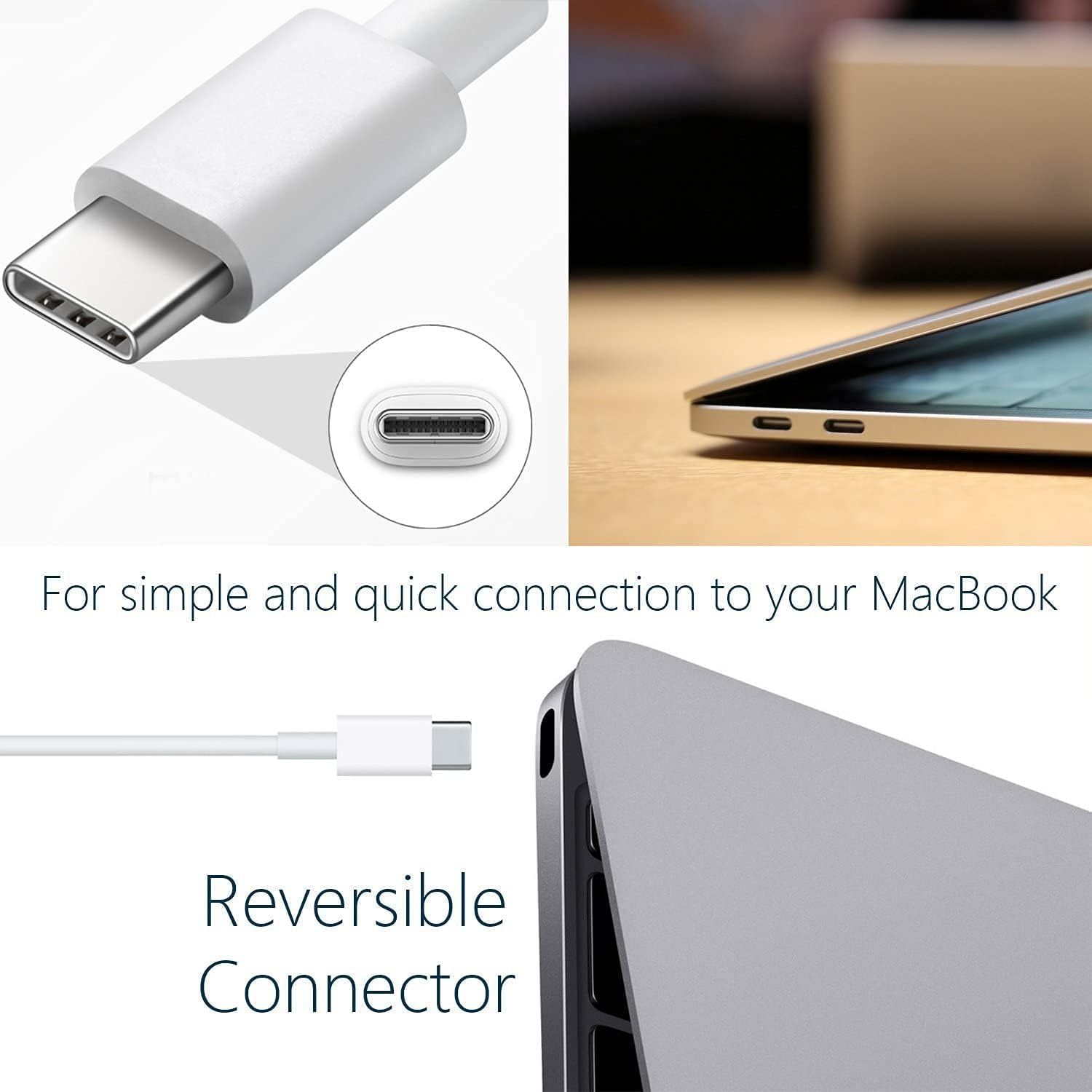 MacBook USB C Charger for MacBook Air/MacBook Pro/Mac Charger USB C Laptop Chargers, 96W Mac Book Pro Charger Block, USBC Computer Power Adapter, Included Type C Cable