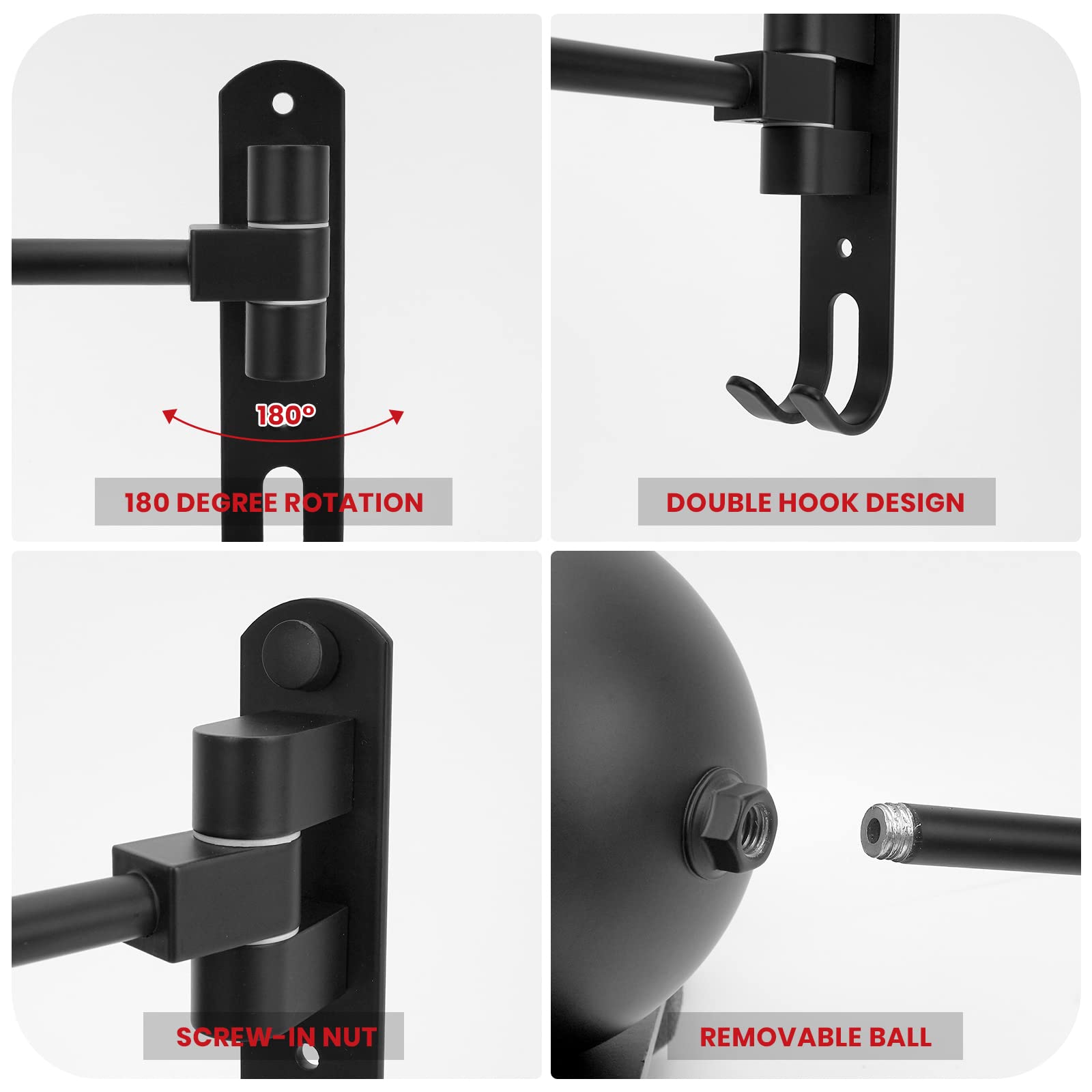 LIFXIZE Helmet Hanger Wall Mount 180° Swivel Helmet Holder for Motorcycle Bike Racing Outerwear Sports Gear(2 Pack)