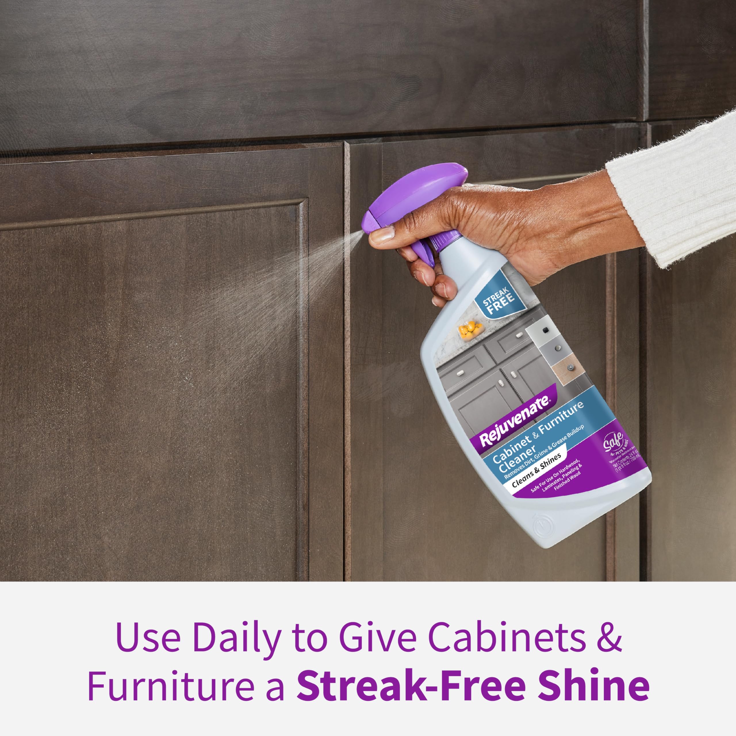 Rejuvenate Cabinet & Furniture Cleaner pH Neutral Streak and Residue Free Cleans Restores Protects
