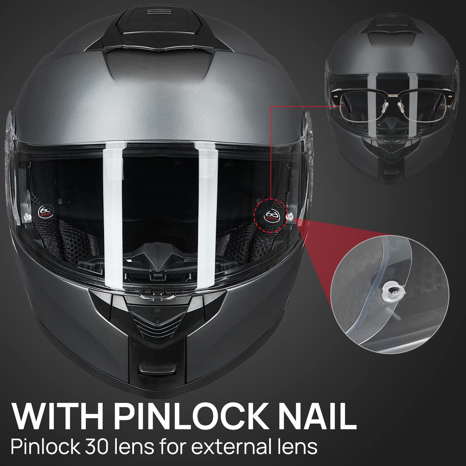 ILM Adult Motorcycle Modular Full Face Helmet Flip up Dual Visor DOT Approved Model 159(Gray,X-Large)
