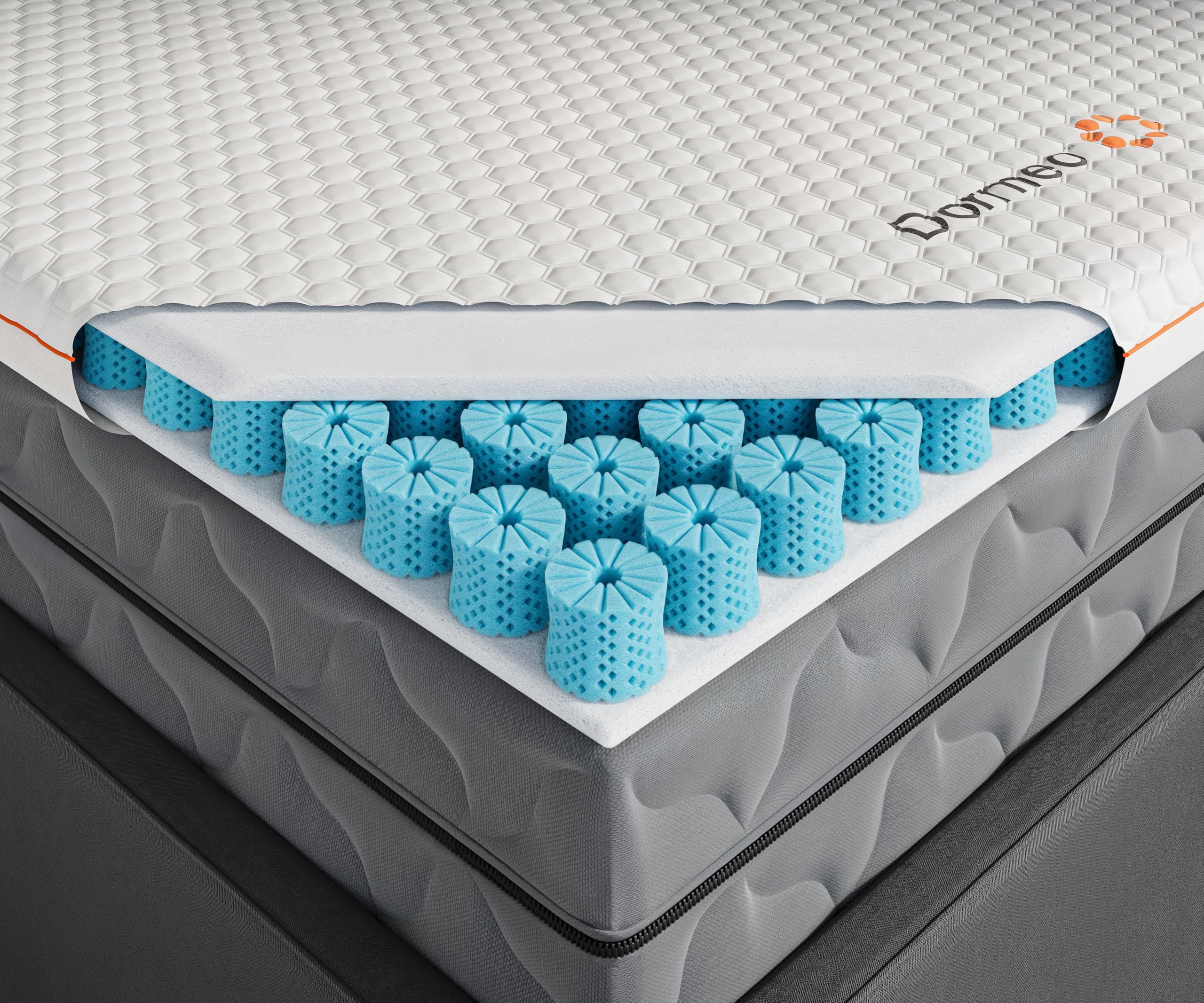 Dormeo Full Size Mattress Topper - Octaspringâ Technology Premium Mattress Topper, Relieving Pressure Points and Optimal Back Support - Cooling Mattress Topper with Extra Anti-Slip Bottom, 3 inch