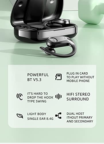 BRAIYV Bluetooth Headphones Wireless Earbuds Sports Over-Ear Bluetooth 5.3 Ear Buds Wireless Headphones for Workout Waterproof Bluetooth LED Power Display,Black