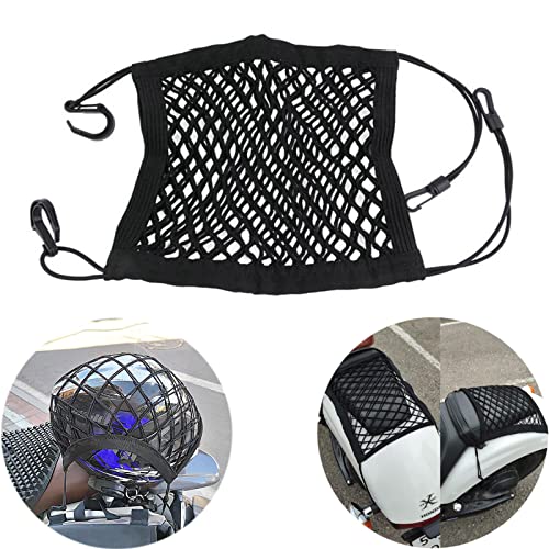 Motorcycle Cargo Net,High Elastic Double Layer Motorcycle Net for Helmet Storage,10"X11" Bungee Cargo Net with Hooks,Motorcycle Luggage Net Motorcycle Accessories,Ideal for Bike,ATV,Motorcycle